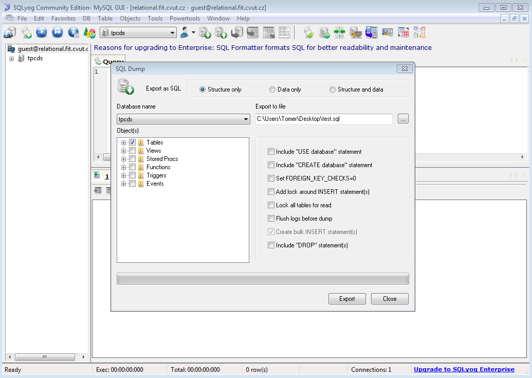 Exporting Mysql Postgresql And Sql Server Schema Structure Eversql